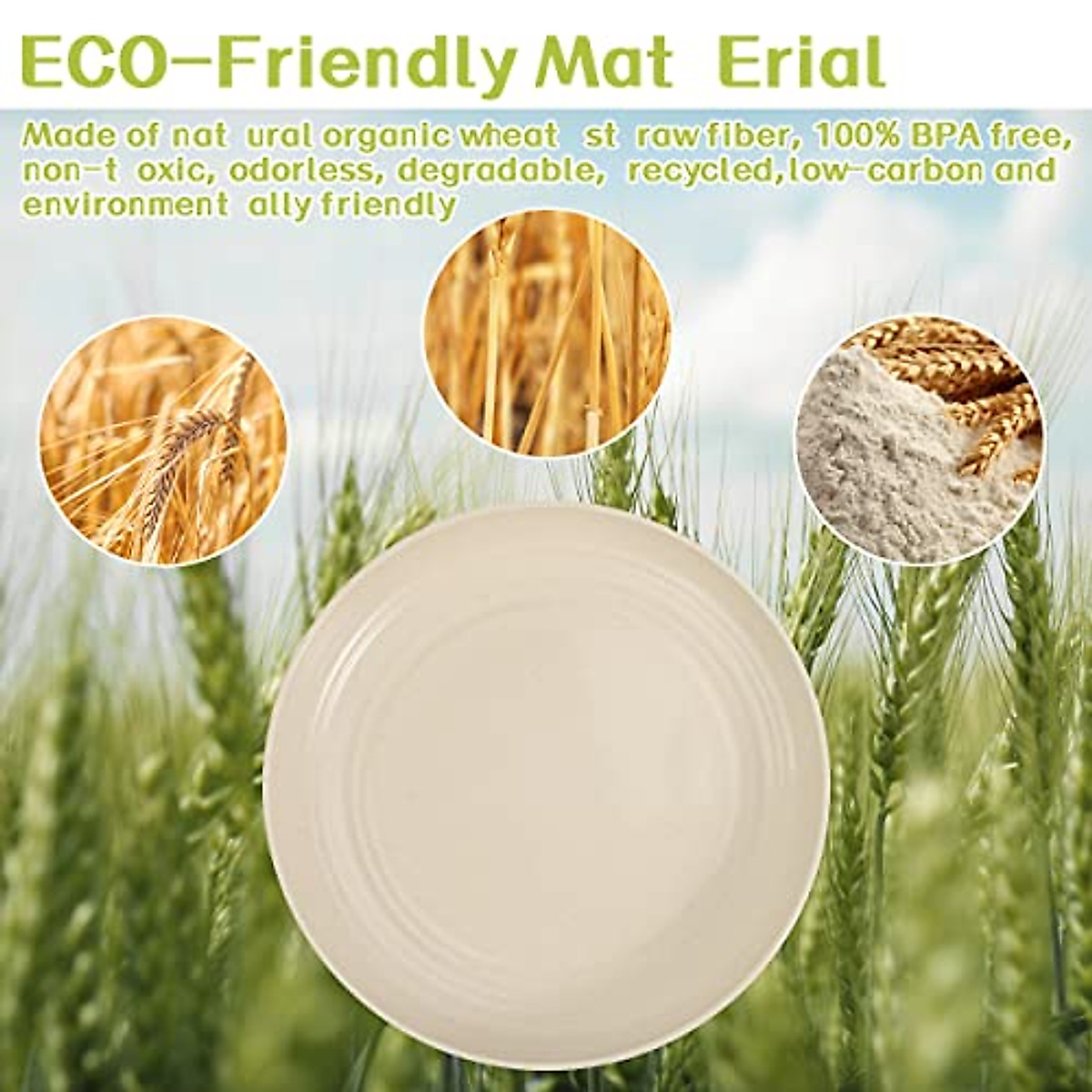 SGAOFIEE 12 PACK 9 Inch Lightweight Wheat Straw Plates, Microwave and Dishwasher Safe BPA Free and Healthy Wheat Straw Plates, Unbreakable Deep Dinner Plates