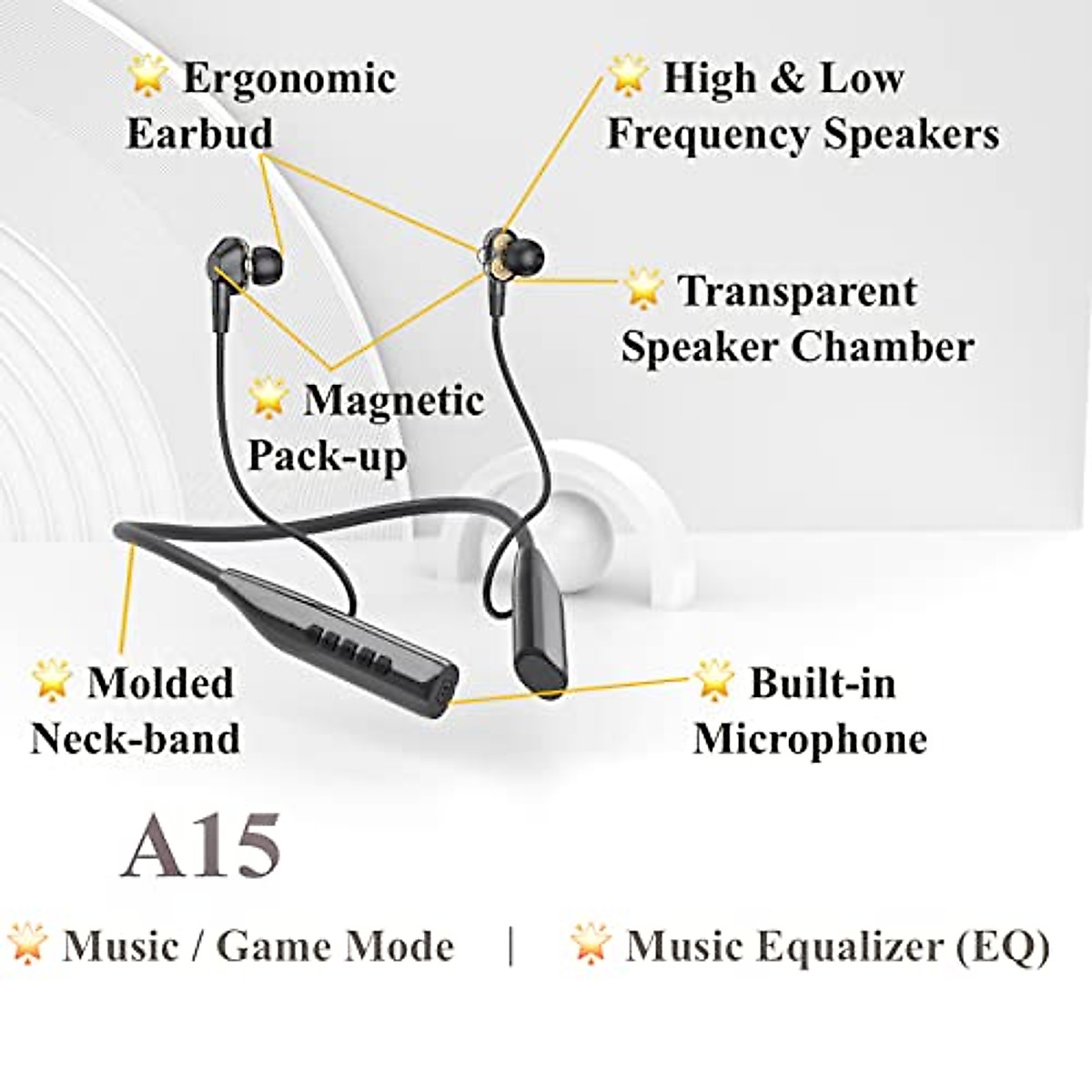 CATHERMENGO Multi Speakers Wireless Bluetooth Headphones, Neckband Headset with Built-in Noise Cancelling Microphone, Hi-Fi Stereo Gaming Running Earbuds