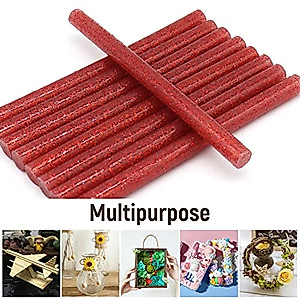 FOCMKEAS 16 PCS Mini Hot Glue Sticks 0.27" Dia. x 3.94" Long Hot Melt Glue Gun Sticks All Purpose Adhesive for Multi-Temp Hot Glue Gun Glue DIY Work， Glitter Red