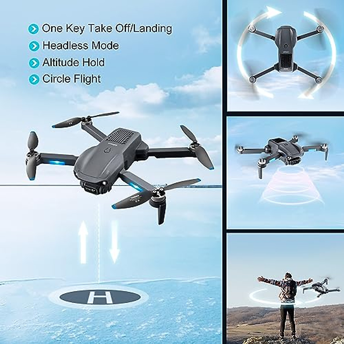 4DRC F12 GPS Drone with camera for Adults 4K 5G wifi FPV Live Video HD Camera,RC Quadcopter for Kids beginners with Brushless Motor, Return Home, GPS Follow Me, Carrying Case,2 Battery