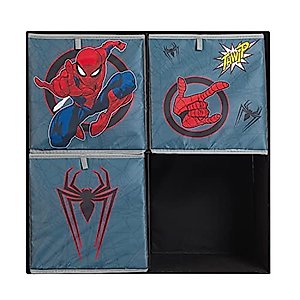 Idea Nuova Marvel Spiderman Collapsible Storage Cubby Organizer and Bookshelf with 3 Collapsible Cubes