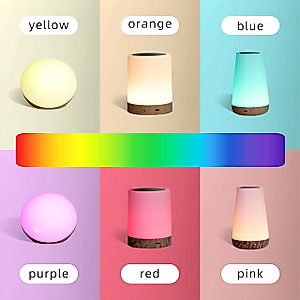 TLAOTNIY Night Light Touch Sensor Lamp,Soft Eye Bedside Table Lamp, Dimmable Warm White Light & 13 Color Changing RGB for Kids Bedroom/Room/Dorm (120mm-Silver)