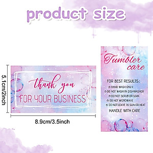 PLIGREAT 120 Pcs Cup Care Instructions Cards, Tumbler Cups Care Cards, Cup Cleaning Care Directions Cards for Handmade Mug Online Shop Owners Package Insert Card for Small Business Thank You Card