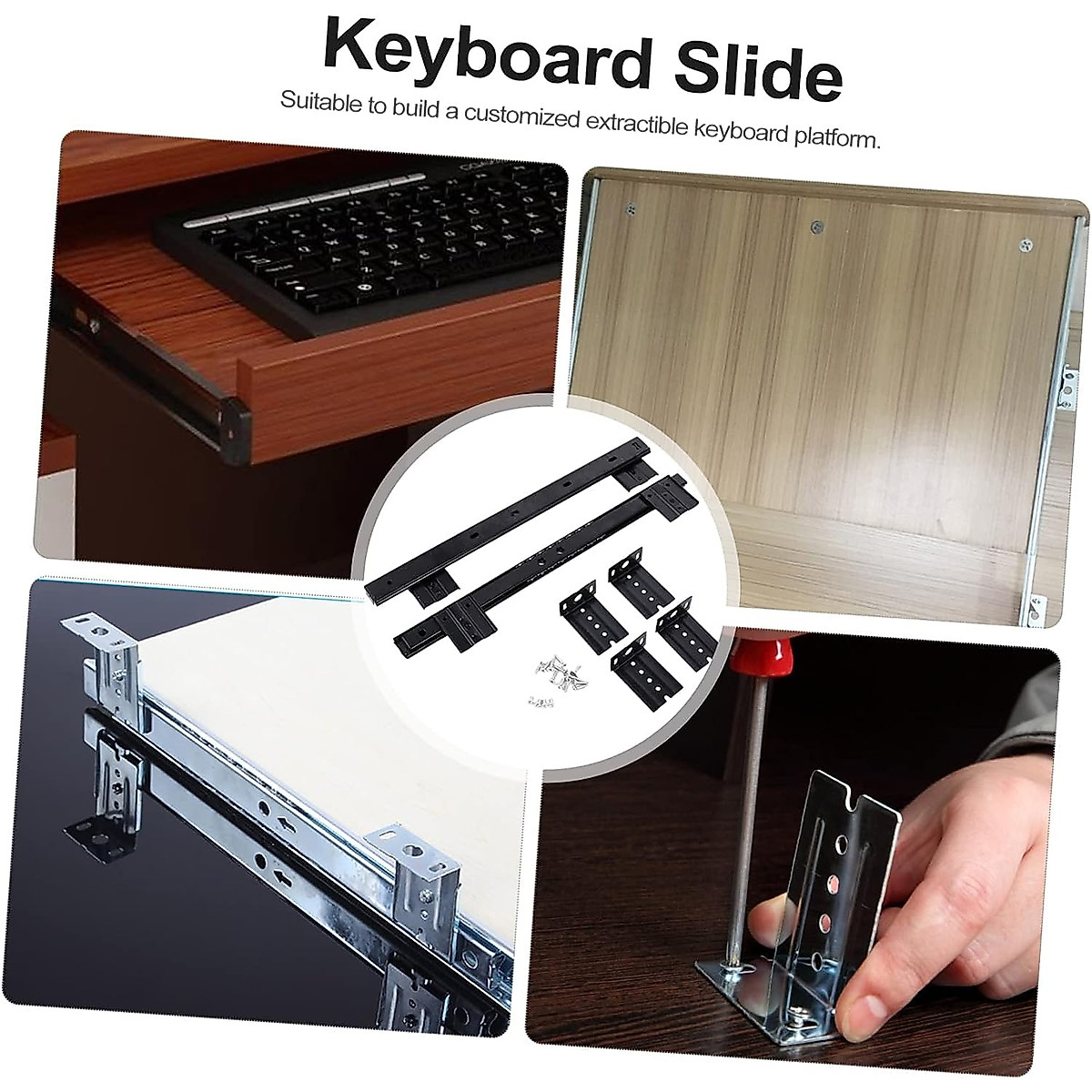 Drawer Glides,1 Pair Guide Furniture Slides Accessory Tray Drawers for Desk Keyboard Tray Slides Computer Drawer Tray Accessories Keyboard Tray Rails Keyboard Slide Drawer Slide Keyboard Tr