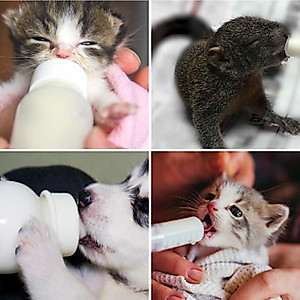 Sobirdos Pet Nursing Bottle,Puppy Bottles for Nursing,Miracle Nipple,Kitten Nursing Bottle,Mini Pet Feeding Bottle and Syringes with Nipples for Newborn Rabbits, for Feeding Small Animals(5pcs)