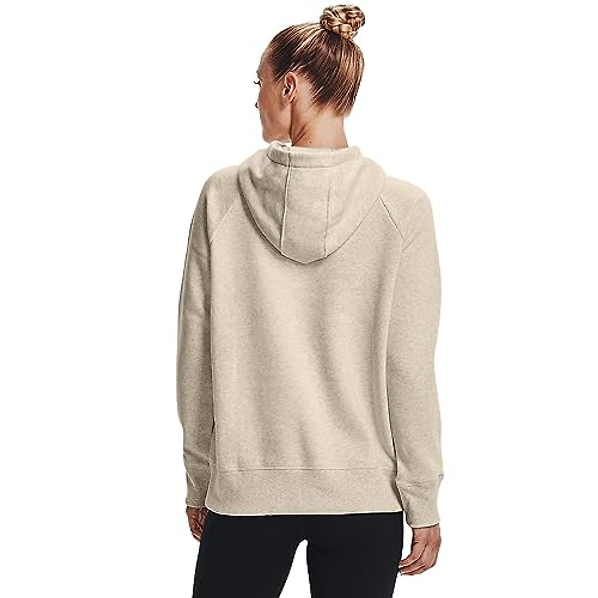 Under Armour Womens Rival Fleece Logo Hoodie , Oatmeal Light Heather (783)/White , X-Small