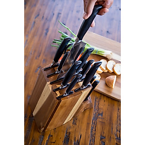 ZYLISS Control Wooden Knife Block - Kitchen Cutlery Storage - Knife Block Without Knives - 16 Slots With Steak Holders