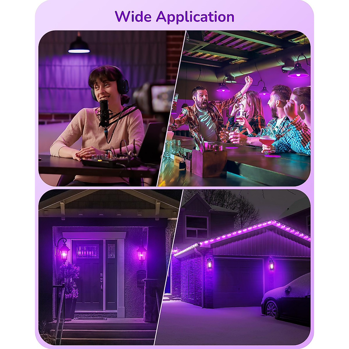 EDISHINE Christmas Purple LED Light Bulbs, 14W Purple Bulb Equivalent 100W Colored Light Bulb, E26 Base A19 Light Bulbs for Christmas Decoration, Holiday Lighting, Porch Patio, 4 Pack