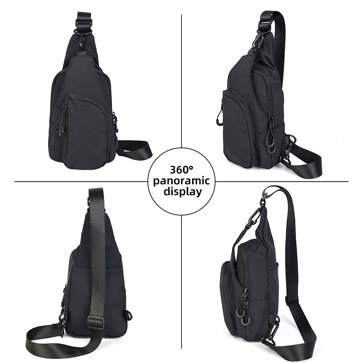 Valleycomfy Women Crossbody Backpack Sling Bag, Small Chest Bag Daypack Fanny Pack Cross Body Bag for Hiking Traveling Outdoors (Black)