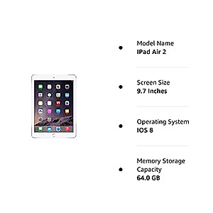 2014 Apple iPad Air 2 (9.4 inch, Wi-Fi, 64GB) Silver (Renewed)