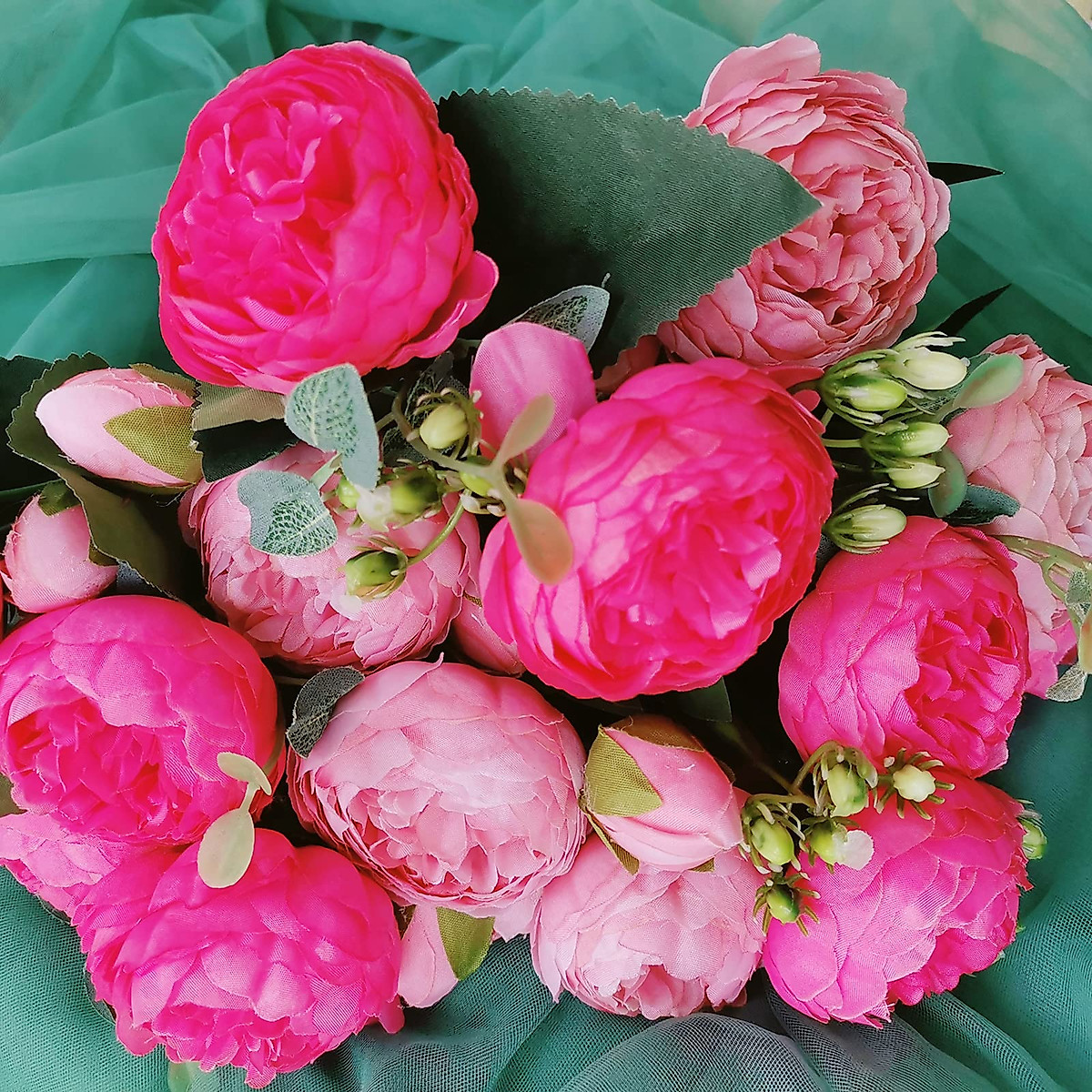 BOMJJOR 3 Pack Peonies Artificial Flowers Silk Peony Arrangement Bouquet for Wedding Centerpiece Garden Party Home Decor Vlog Fake Peonies Pink