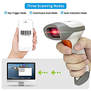 NetumScan Bluetooth 2D Barcode Scanner, 3 in 1 Automatic Wireless QR Barcode Reader USB Image Code Scanner for Store, Warehouse POS, Computer, Tablet, iPad, iPhone, Android