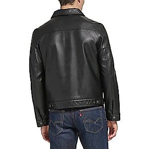 Levi's Men's Lightweight Trucker Shirt Jacket, Black Faux Leather