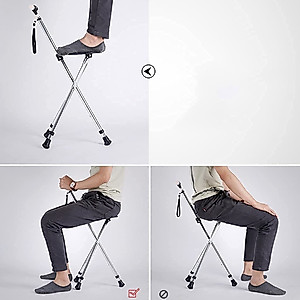 Crutches for Adults Crutches Multifunctional Seat Crutch Aluminum Alloy Walking Stick Folding Three-Legged Stool Elderly Non-Slip Stick Rocking Chair