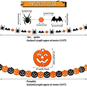 Halloween Hanging Paper Fans Decorations, Orange and Black Halloween Decor.Paper Spider Honeycomb, Hanging Swirls Decorations, Bat Pumpkin Spider Paper Garland for Wall Window Halloween Decorations.