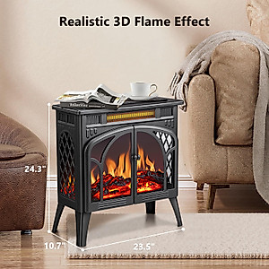 Havato Electric Fireplace 25" with Remote Control, Adjustable Realistic Flame, 2 Heating Modes, Sleep Timer, Overheating Protection. Ideal for Indoor Electric Fireplace Stove, Infrared Heater, Grey