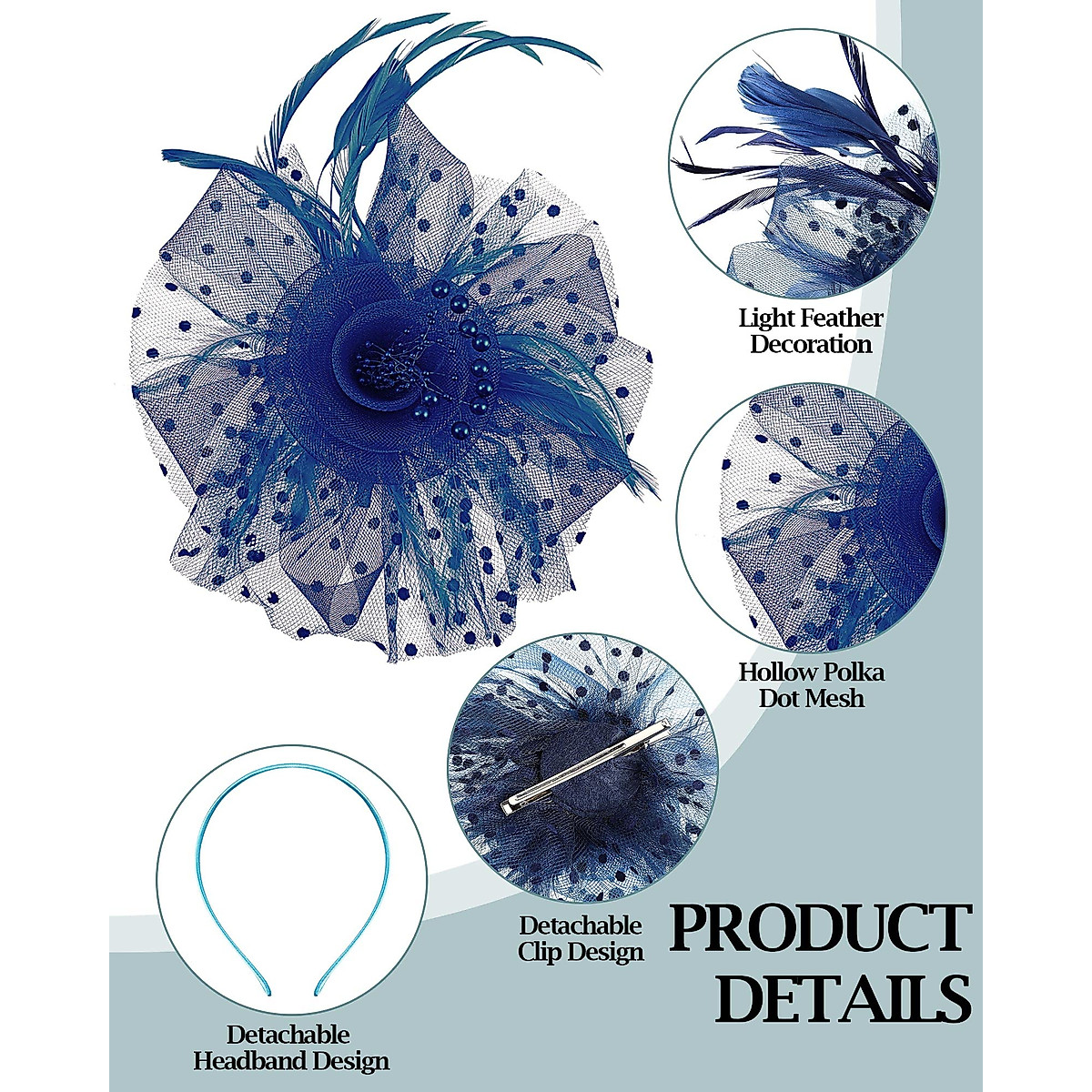 8 Pieces Fascinators Hats Tea Party Hats for Women Girls Flower Feathers Mesh Hat for Cocktail Party Church Wedding Christmas (Stylish Color)