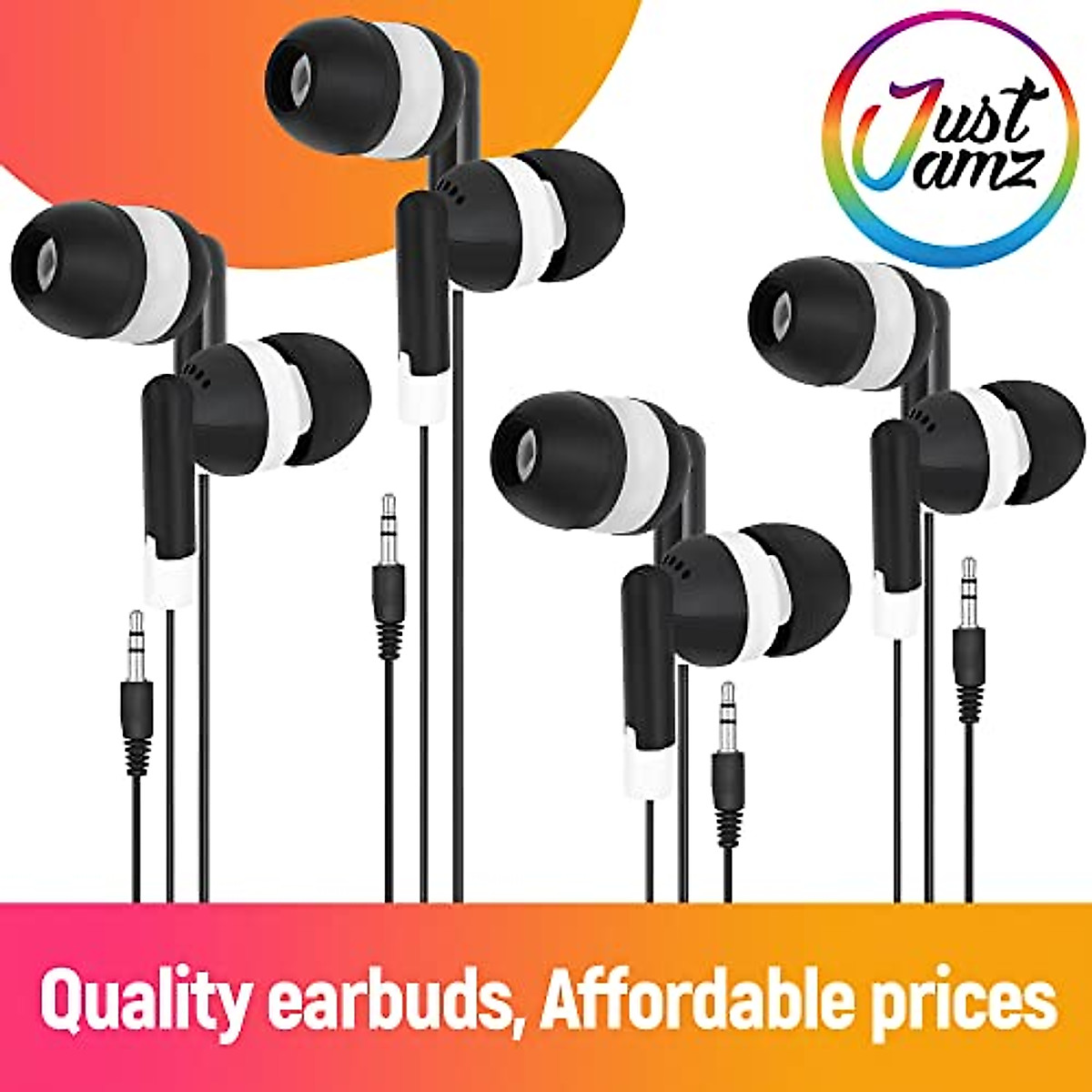 Bulk Earbuds 30 Pack | Basic Earbuds, Dot Headphones, Black in-Ear Earbuds, Disposable Headphones, 3.5 MM Audio Jack Stereo Earphones for Schools, Kids, Classrooms & Libraries