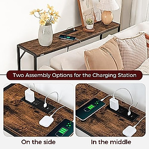 MAHANCRIS Console Table, Narrow Sofa Table, 43.5” Entrance Table, Metal Frame, Behind Couch Table, Simple Style, for Living Room, Hallway, Entryway, Foyer, Rustic Brown and Black CTHR112E01