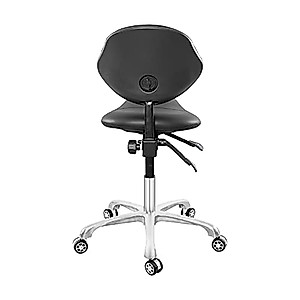 Senkelly Saddle Rolling Stool with Wheels, Adjustable Workbench Stool with Backrest, Swivel Stool Chair for Pedicure Work Office Kitchen-Ergonomic