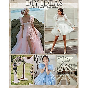 MDS Pack of 5 Yard Sheer Organza Fabric for Wedding Merry Christmas Xmas New Year Party Home Decorations, Backdrop, Curtain, Craft, Dress, DIY, Crystal Tulle Fabric 44” Wide - Red