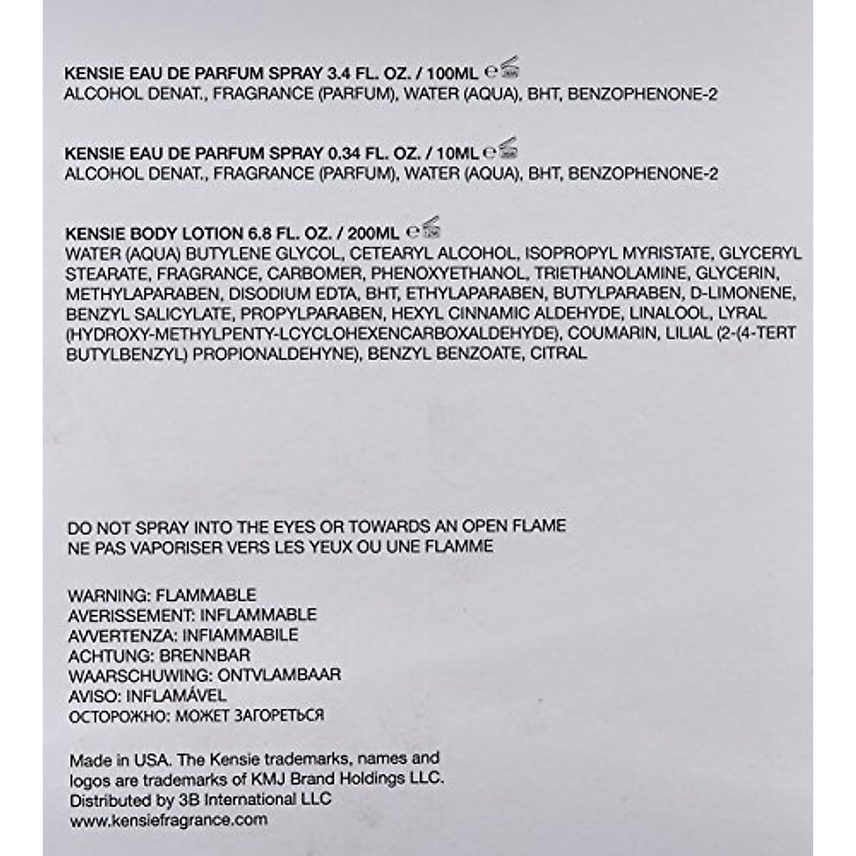 Kensie Fragrance for Her Eau De Parfum 3.4 FL. Oz, Eau De Parfum 0.3 FL. Oz, and Body Lotion 6.8 Oz