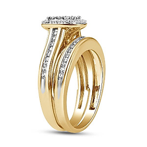 Jewelili Yellow Gold over Sterling Silver 1/5 Cttw Natural White Round Diamond Ring