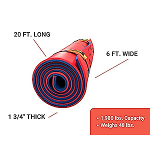 Aqua Lily Pad USA20 All American 20 Foot 2 Layer Water Lake Playground Floating Foam Island Mat with Storage Straps and Pad Protectors, Red and Blue