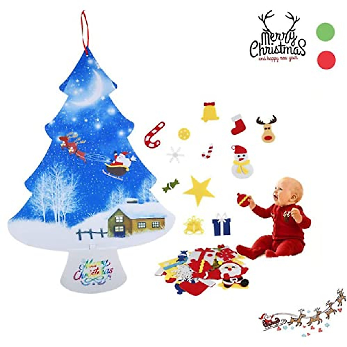 SAFIGLE 1 Set DIY Christmas Tree Artificial Christmas Tree Hand Decor DIY Crafts Christmas Felt Sticker New Year Felt Game Wall Xmas Tree Ornament Children DIY Felt Xmas Tree Felt Crafts