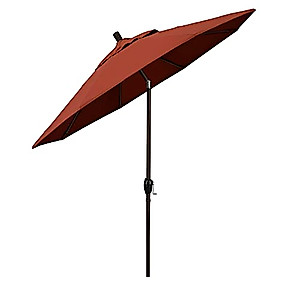 California Umbrella GSPT908117-5407 9' Round Aluminum Market, Crank Lift, Push Button Tilt, Bronze Pole, Sunbrella Henna Patio Umbrella, 9-Feet