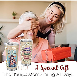 Insulated Stainless Steel 20oz Tumbler With Lid - Best Mom Ever- Sentimental Birthday Gift for Mom, Mothers Day Cup For Mother - Easter Gifts for Mama, Mother's Day present for Mommy -