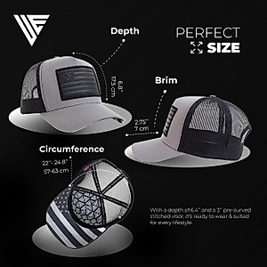 Urban Effort Snapback Trucker Hat | Breathable Mesh Baseball Cap for Men & Women Adjustable Fit American Flag Hat for Casual (Gray)