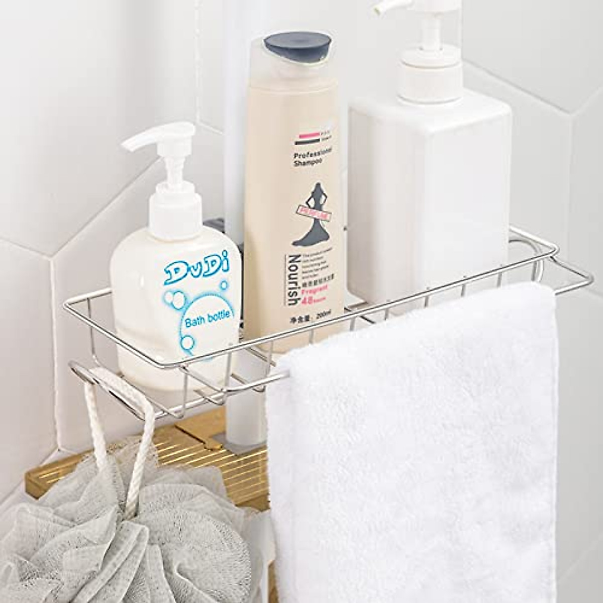 Citphto Sponge Holder Stainless Steel Faucet Kitchen Sink Caddy Organizer Detachable Hanging Sponge Holder for Kitchen Sink Bathroom Shower Rack Compatible with Faucets 0.63-1.0 Inches in Diameter