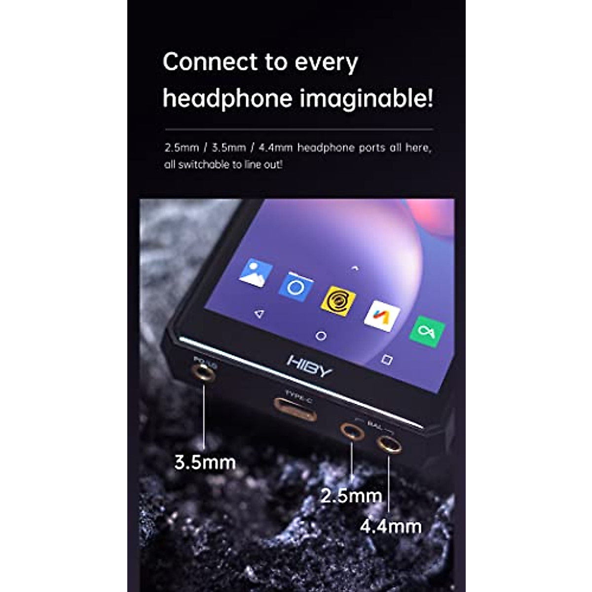 HiBy R5 Gen 2 Hi Res Audio Player Android Mp3 Mp4 Player with Class A Headphone Amplifier High Impedance Low Heat Generation Black