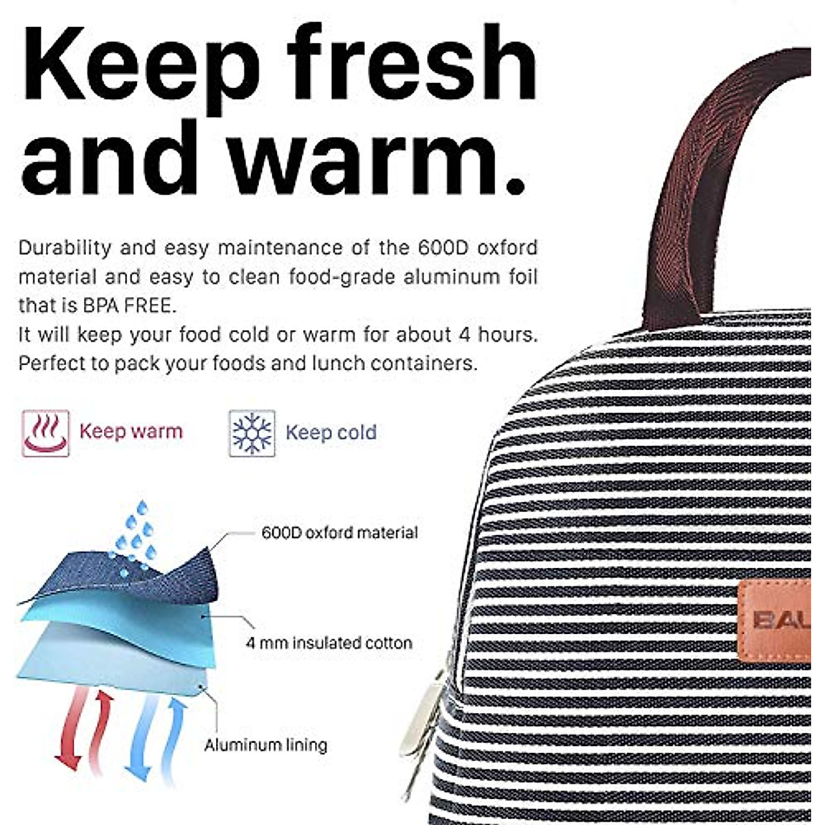 BALORAY Lunch Bag for Women Stylish Lunch Tote Bag Insulated Lunch Bags Lunch Box Insulated Lunch Container