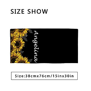 Custom Name Vintage Sunflowers Hand Towel Soft Absorbent Bath Towel Personalized Cute Love Fingertip Towel Quick Dry Kitchen Dish Towels for Bathroom Gym Spa Hotel Bar 30 x 15 Inch