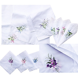 Cotton Embroidered Ladies Lace Handkerchiefs Pack ¡­