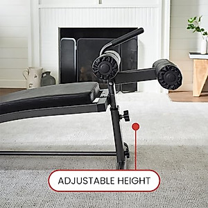 Finer Form Sit Up Bench with Reverse Crunch Handle for Ab Bench Exercises - Abdominal Exercise Equipment with 3 Adjustable Height Settings (Black)