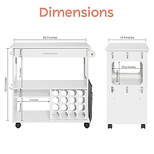 iVyne Craft Cart, Ultimate Organization & Storage Table for Cricut/Silhouette, Craft Table with Storage, Workstation for Accessories, iVyne Berry, Vinyl Rolls, and More - White