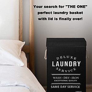 U Trip Laundry Basket with Lid, 85L Large Deluxe Laundry Baskets - Collapsible Foldable Laundry Hamper Big Storage Basket Bin for Clothes Washing Bedroom Organizer Toy Collection (Black)