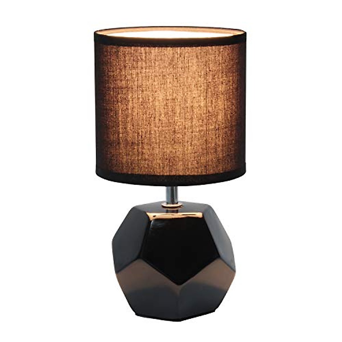 Simple Designs LT2065-BLK Round Prism Mini Table Lamp with Matching Fabric Shade, Black
