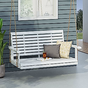 Christopher Knight Home Beata Outdoor Acacia Wood Porch Swing, White
