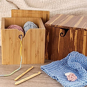 JubileeYarn Bamboo Yarn Bowl with Lid - Holder Knitting Crochet Accessories - Extra Large Tiger Stripe - 1 Box