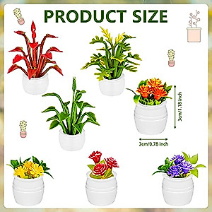 14 Pieces Dollhouse Plant Miniature Bonsai Plant Mini Potted Plant Flower Model Tiny Fake Greenery Ornament Dollhouse Furniture for Christmas Toddlers Girls and Boys (Vivid Style)