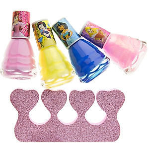 Townley Girl Disney Princess Non-Toxic Water-Based Peel-Off Quick Dry Nail Polish with Nail Separators|Gift Kit Set for Kids Girls|14 Pc Set - Perfect for Parties, Sleepovers and Makeovers