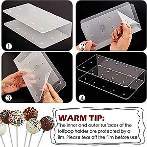 Faitoger 2 PCS Acrylic Lollipop Stand Display Holder 100PCS Lollipop Sticks 100PCS Clear Treats Bags and 100PCS Gold Metallic Twist Ties for Candy Cake Pop Making Tools