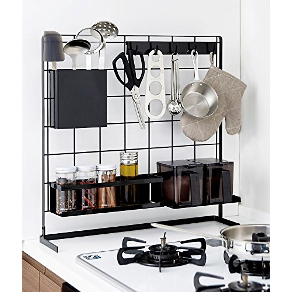 Yamazaki Home Grid Panel Organizer and Accessories-Wall Storage Decor, One Size, Black