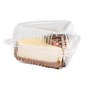 50 Pack Cheesecake Containers,Clear plastic Hinged Cake Slice Container 4 inch x 3 inch