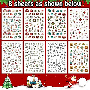 Cerlaza 450+pcs Luminous Christmas Nail Stickers for Kids Girls Christmas Stocking Stuffers, Self-Adhesive Glow Christmas Nail Decals, Holiday Nail Stickers with Santa Claus, Christmas trees, Gingerbread men-8 Sheets