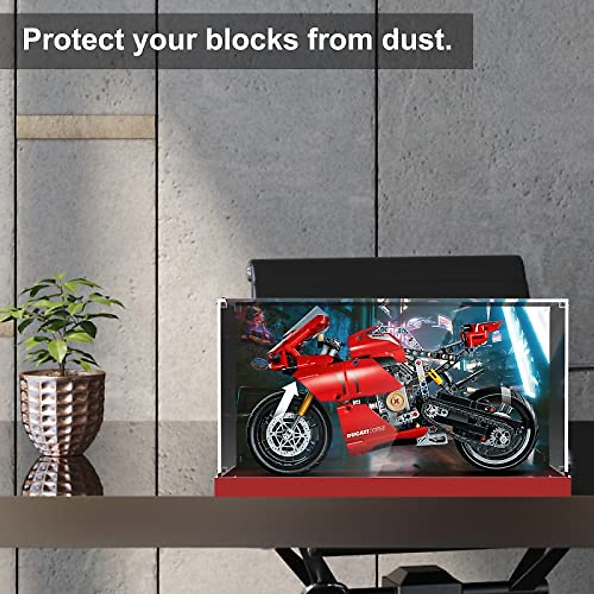 Vaodest Acrylic Display Case for Lego 42107 Ducati Panigale V4 R Set,3MM HD Dustproof Transparent Display Box for Lego 42107 Model(Box Only, Not Lego Building Set)